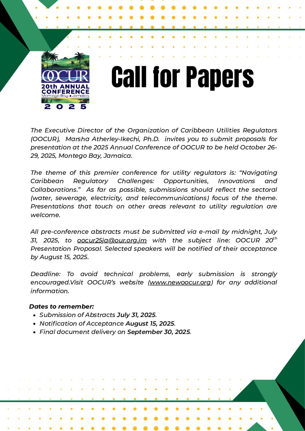 OOCUR 20th Conference 2025 - Call Papers - OOCUR